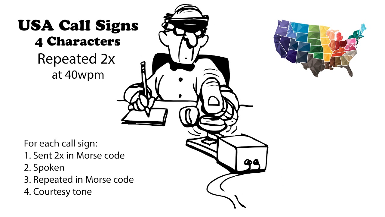 USA Call Signs - 4 Character Repeated 2x - 40wpm - YouTube