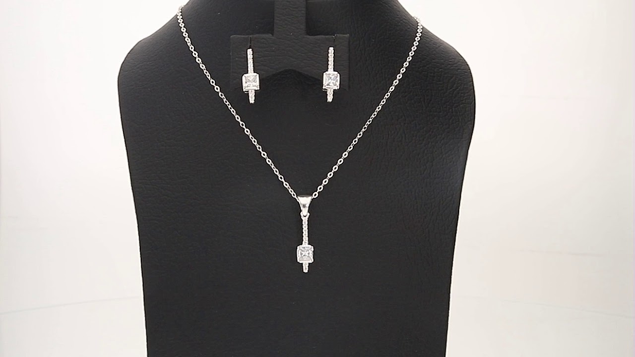 Sterling Silver 925 Solitaire Pendant Set (Necklace, Earrings and Ring ...