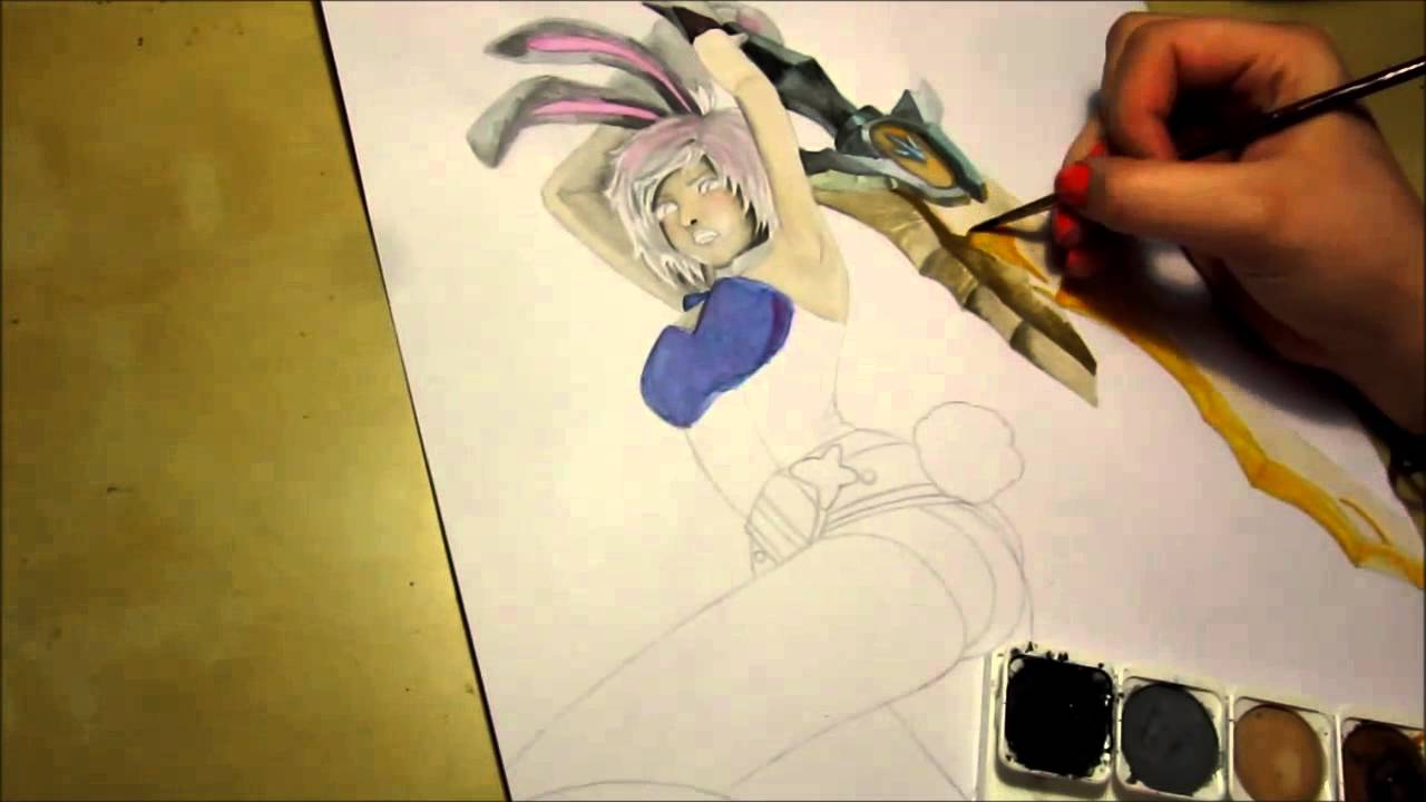 League of Legends speed art - Battle Bunny Riven - YouTube