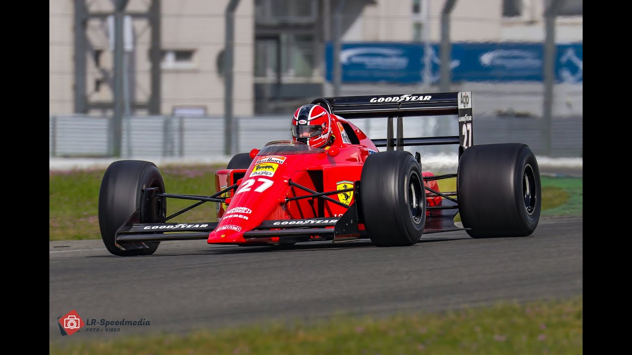 1989 Ferrari 639 - loud Engine WarmUp & Track Action at Hockenheim ...