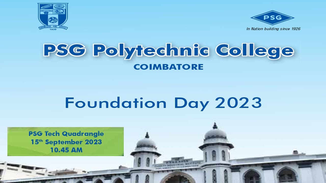 PSG Polytechnic College Foundation Day - YouTube