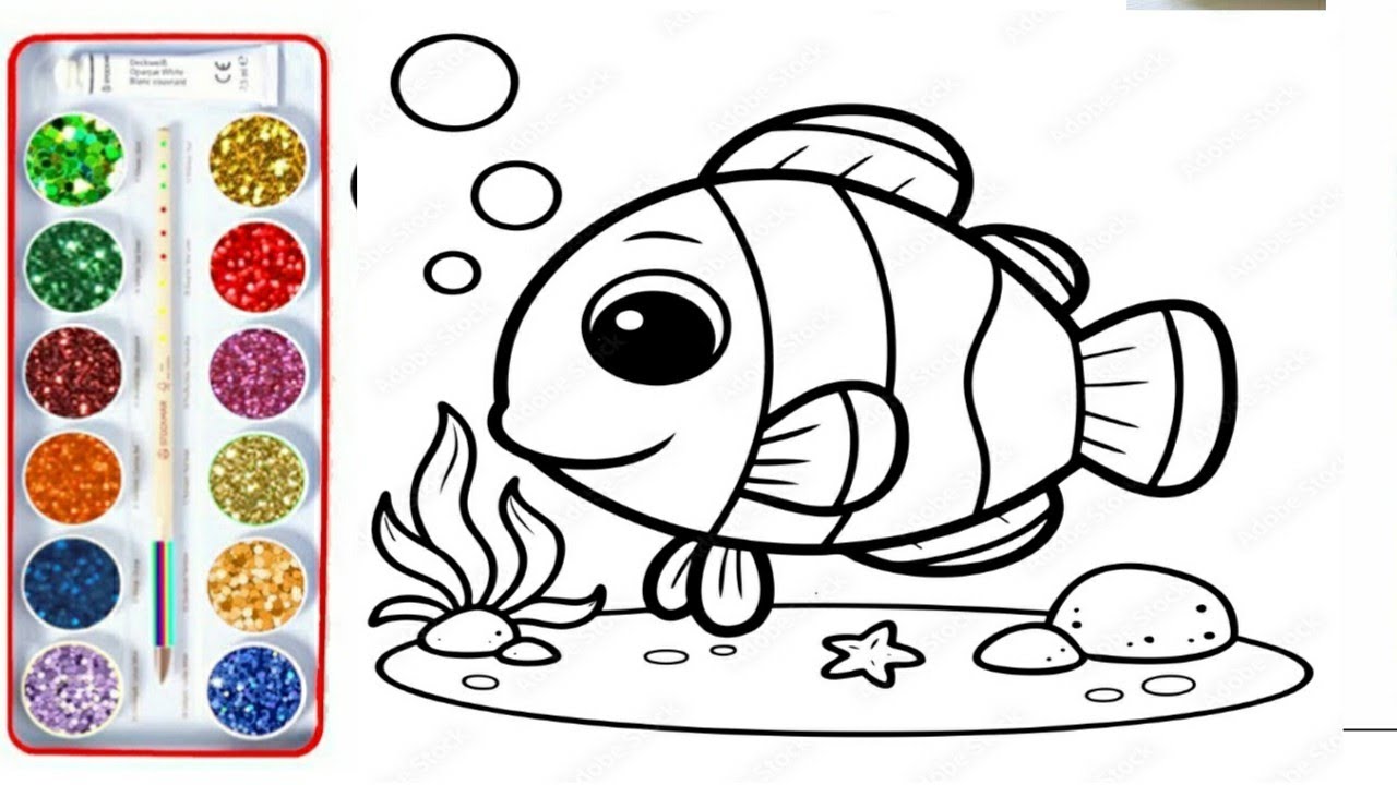 Fish Drawing painting and Coloring for kids toddlers Part 128 - YouTube