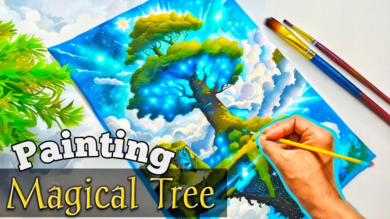 Majestic Magical Tree Painting 🌌 || Acrylic Painting on Canvas - YouTube