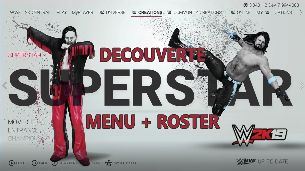 [Découverte] WWE 2K19 - Menu + Roster - YouTube