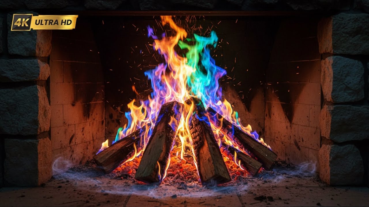 🔥 Cozy RAINBOW Christmas Fireplace 4K UHD - Crackling Logs & Relaxing ...