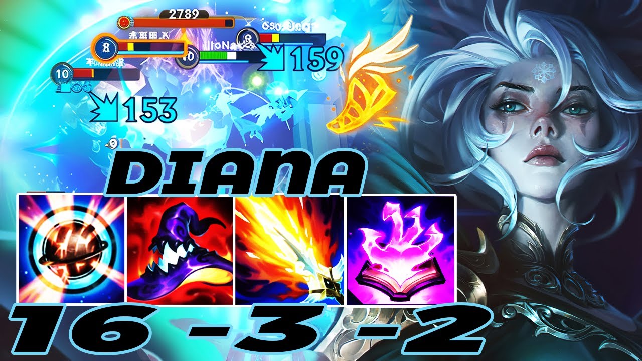 WILD RIFT DIANA MID GAMEPLAY | 16 -3 -2 MVP | DIANA BUILD RUNES - YouTube