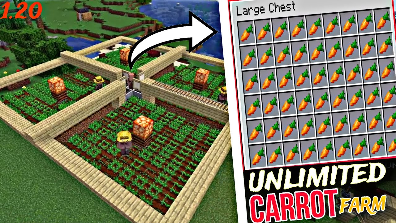 🥕Unlimited Carrot Farm 1.20 || How to build automatic carrot farm in ...