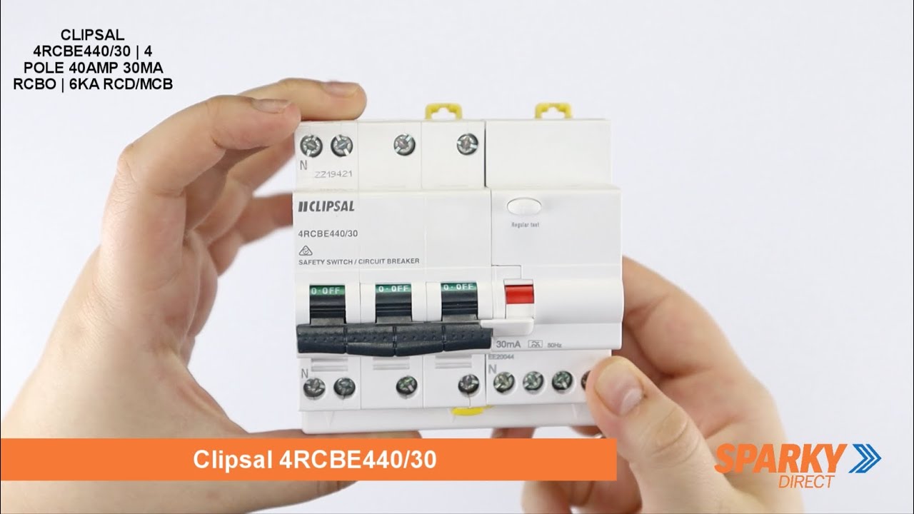 CLIPSAL 4RCBE440/30 | 4 POLE 40AMP 30MA RCBO | 6KA RCD/MCB - YouTube