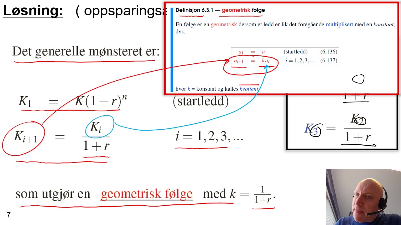 Uke 9.9 Oppsparingsannuitet, geometrisk rekke - YouTube