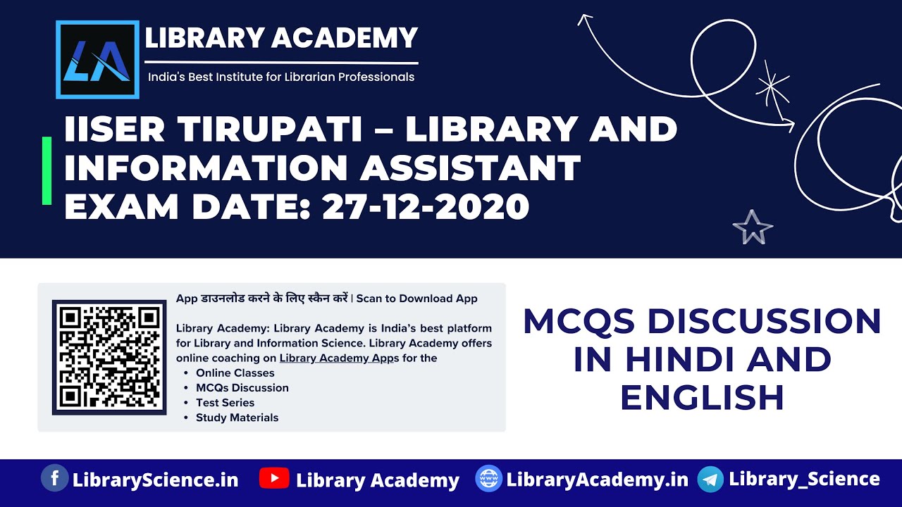 Library and Information Assistant IISER Tirupati | Library Science ...