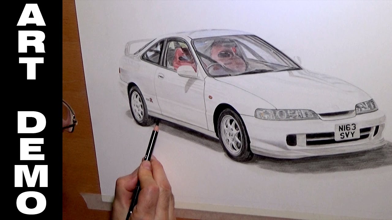 Honda Integra Type R Coloured Pencil Drawing Demo - YouTube