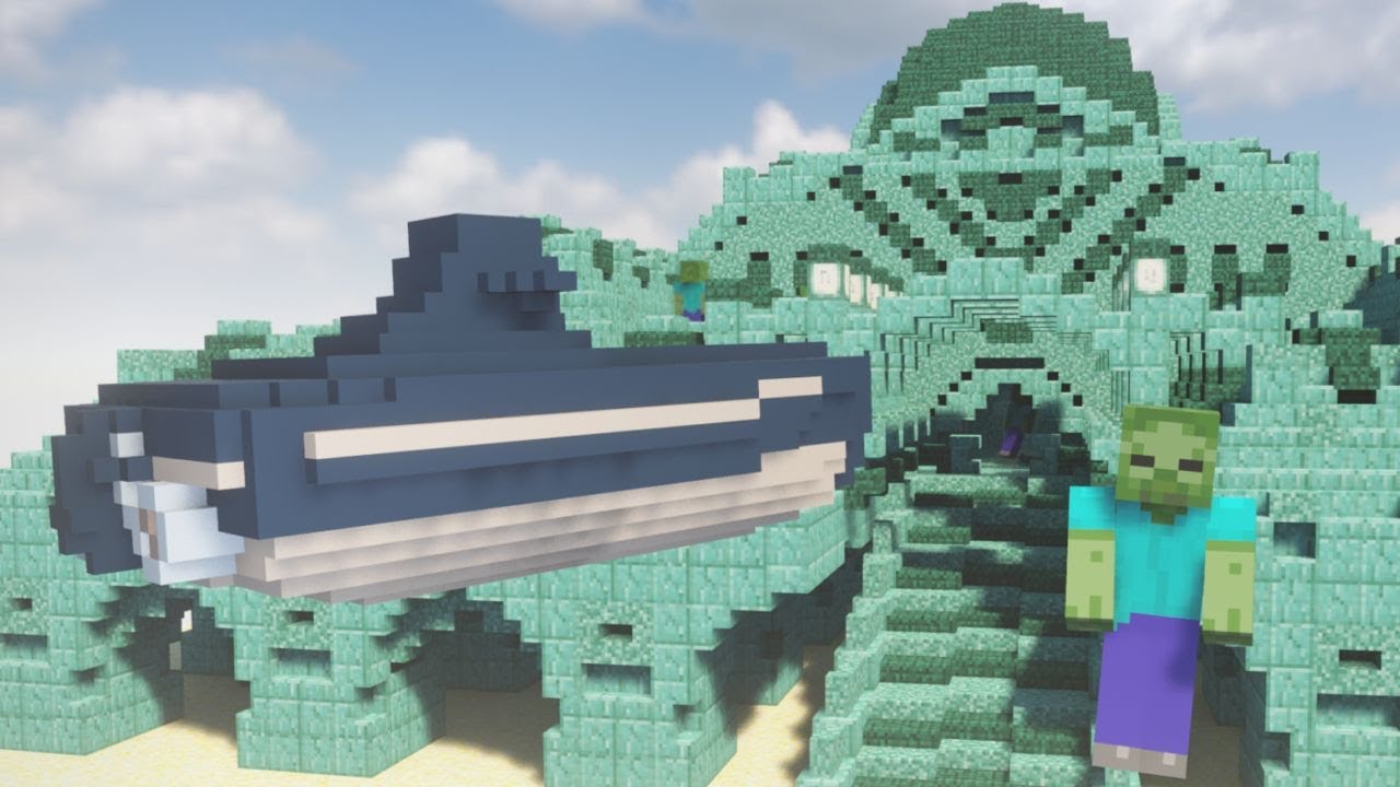 Submarine in Realistic MINECRAFT Ocean monument in TEARDOWN - YouTube