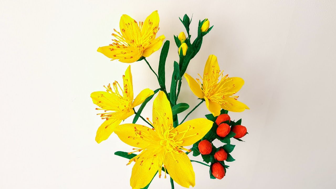 How to make Paper Flower St.Johns Wort // Paper flower ( 37 ) - YouTube