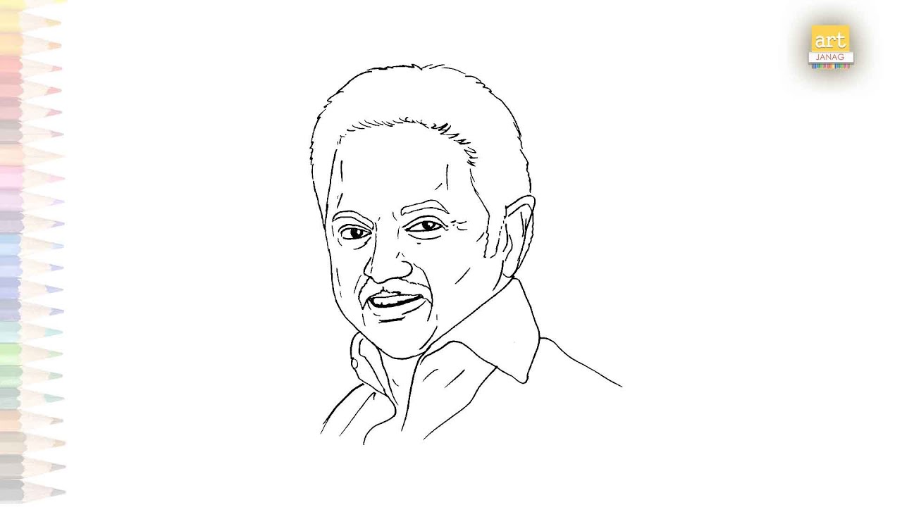 M. K. Stalin drawing | Easy portrait drawings | How to draw M. K ...