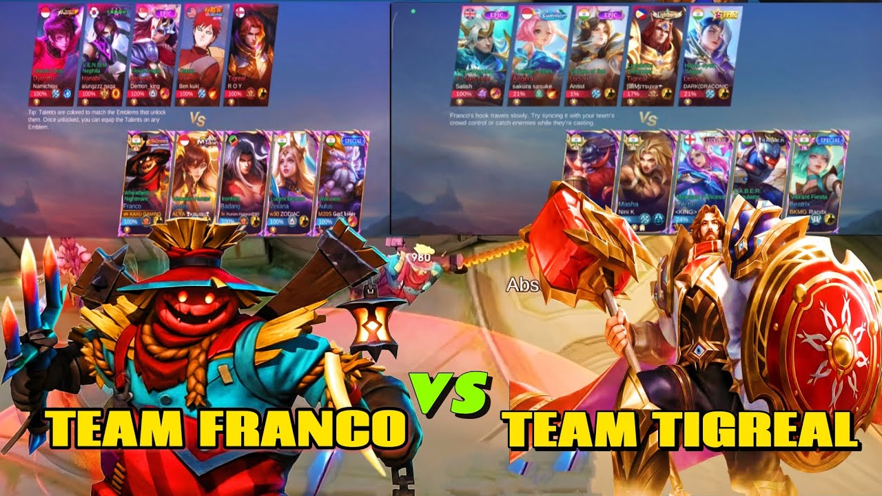 Best franco gameplay!!franco team vs tigreal team?? - YouTube