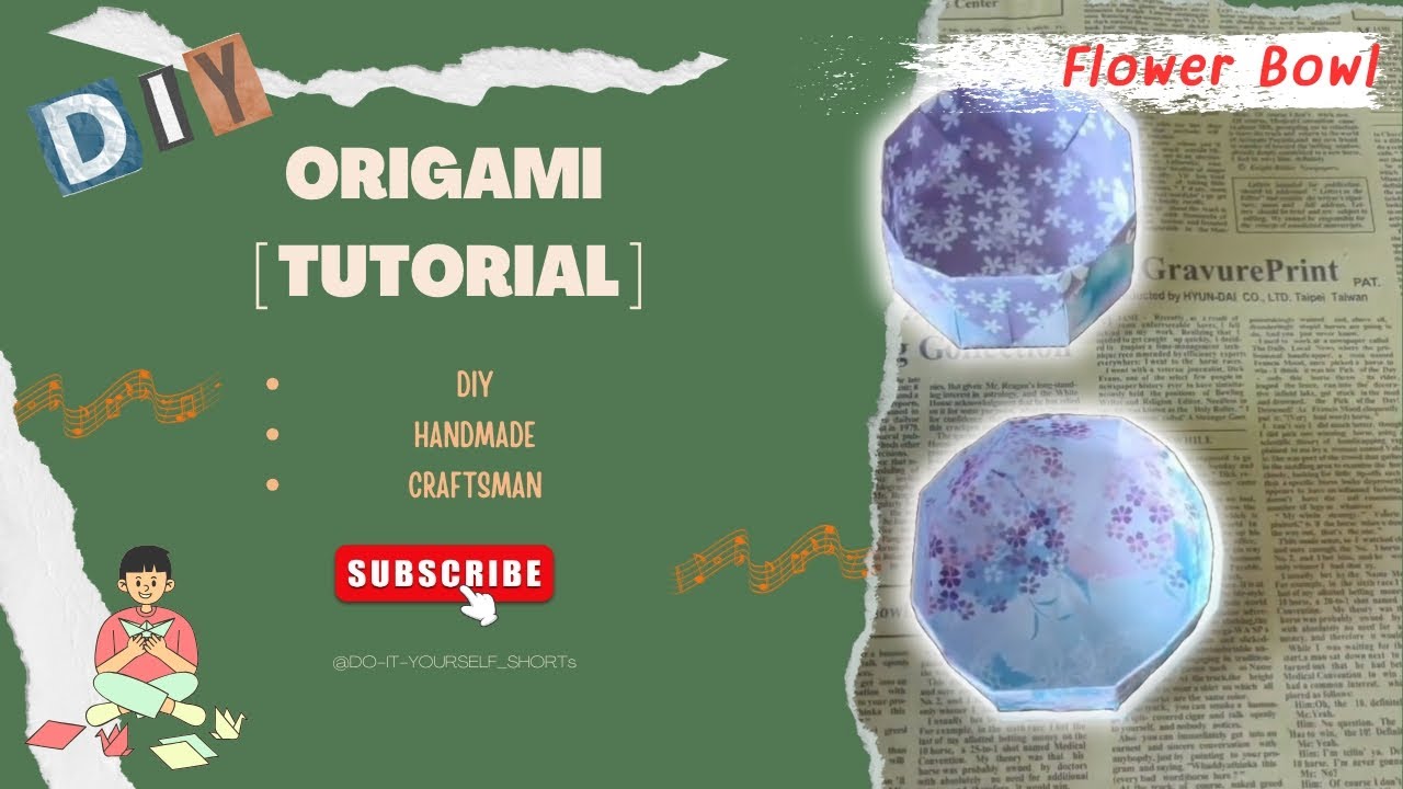 🗂️ [ FULL TUTORIAL ] 💐 Flower Bowl Origami | Paper Craft | - YouTube