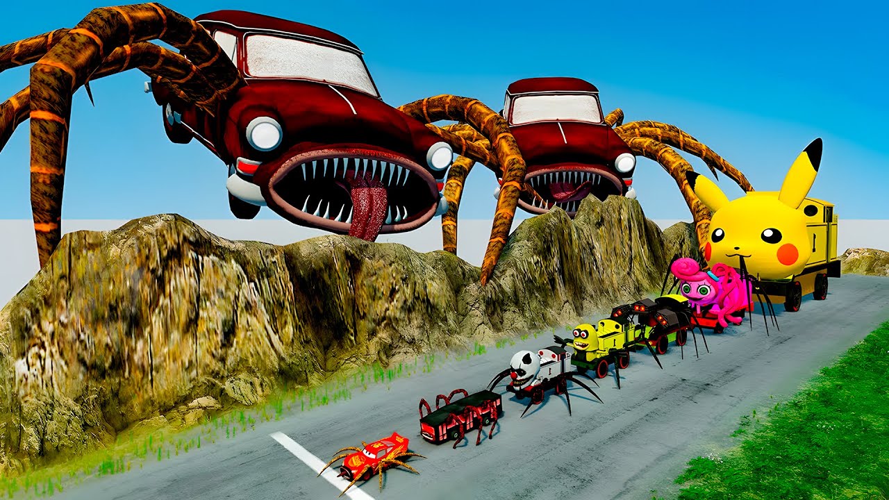 ALL Monsters Big & Small Cars vs Downhill Madness with BUS EATER | MEGA ...