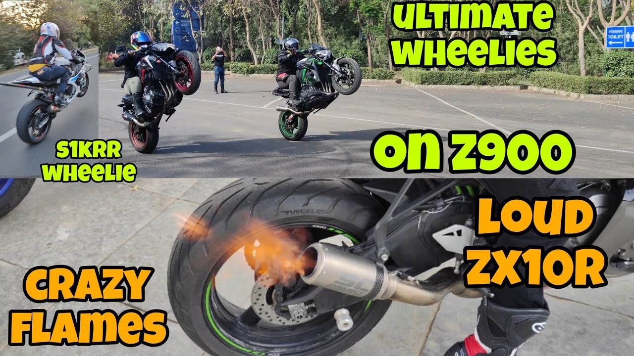 Ultimate wheelies on z900 😍 ️ crazy flames on zx10r and wheelie on ...