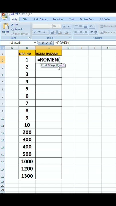 How to turn numbers into Roman numerals in Excel #shorts #keşfet #Roman ...