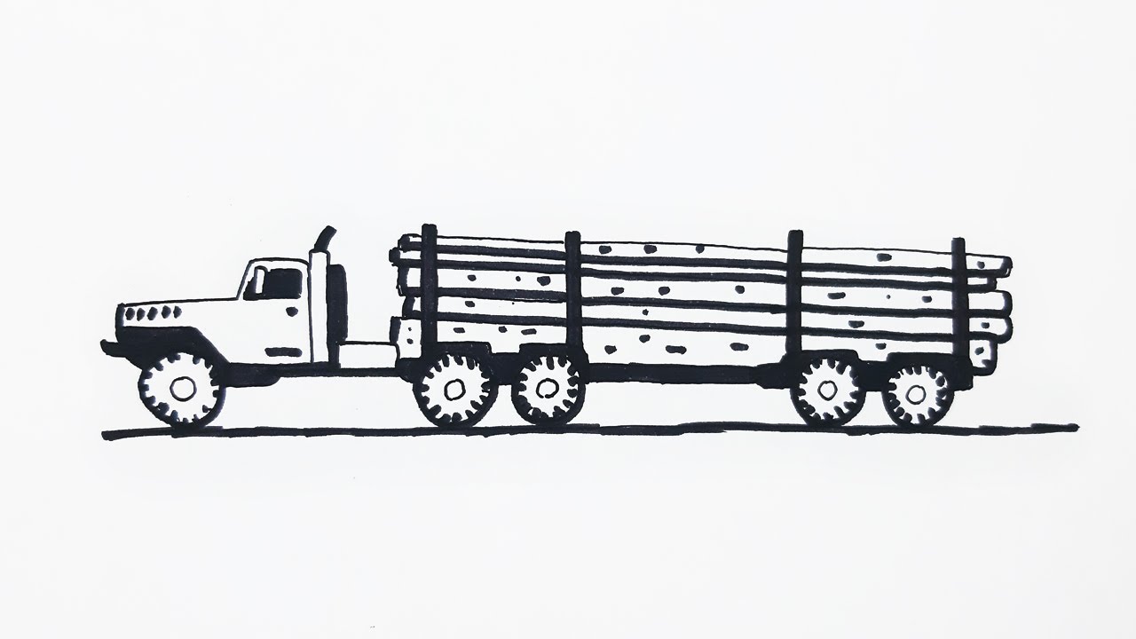 How to draw a Logging Truck | Як Намалювати Лісовоз - YouTube