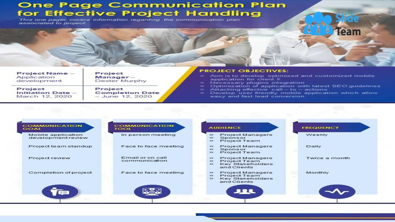 One Page Communication Plan For Effective Project Handling Presentation ...