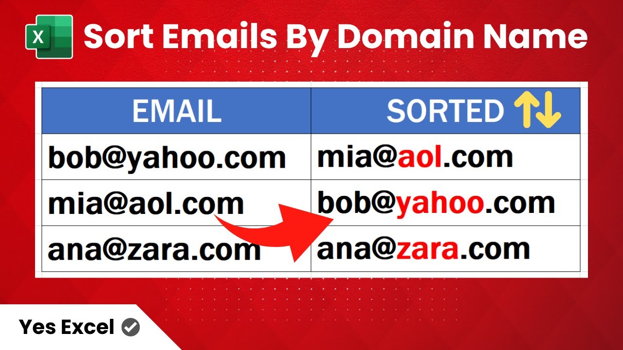 Sort Email Addresses By Domain Name In Excel YouTube Sort Email Addresses By Domain Name In Excel YouTube