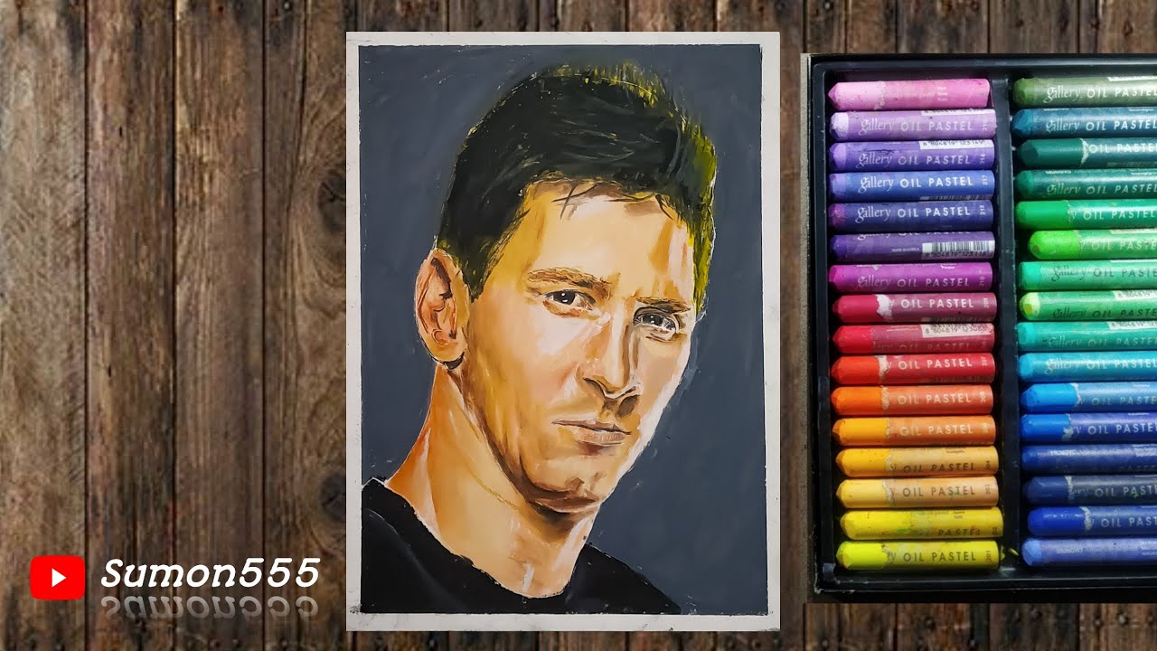 Lionel Messi Messi Realistic Portrait Drawing in oil pastel - YouTube