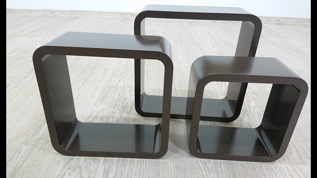 Sada 3 hnědých nástěnných polic Home Affaire - YouTube
