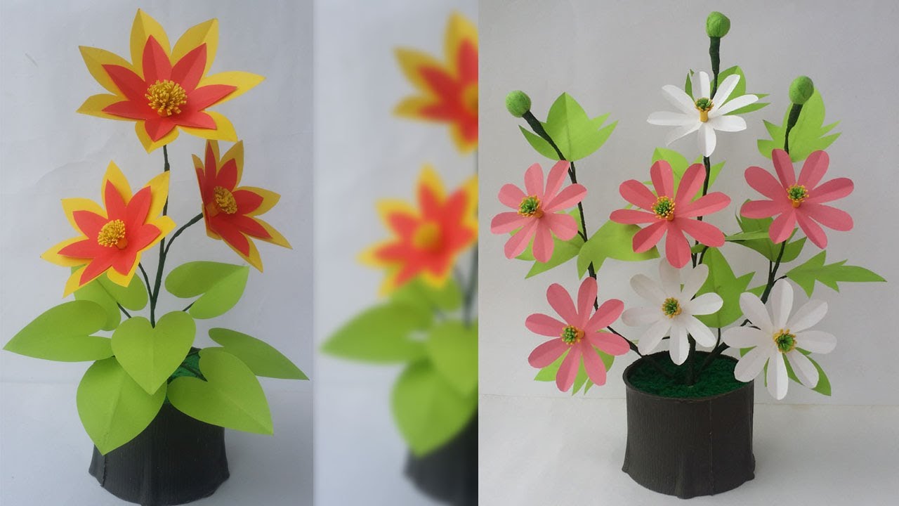 DIY: Paper Flower Artificial Tree!! How to Make Paper Flower Stick/Tree ...