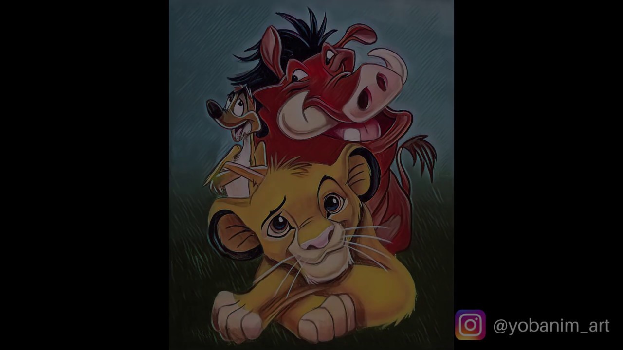 Simba x Timon & Pumbaa from LION KING; Painting - YouTube