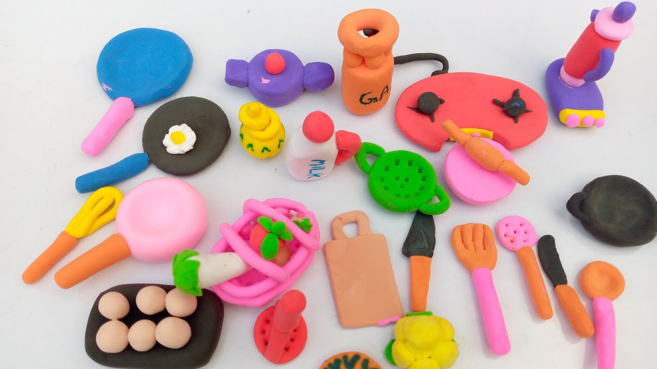 How to make clay polymer miniature kitchen grocery and things | Clay ...