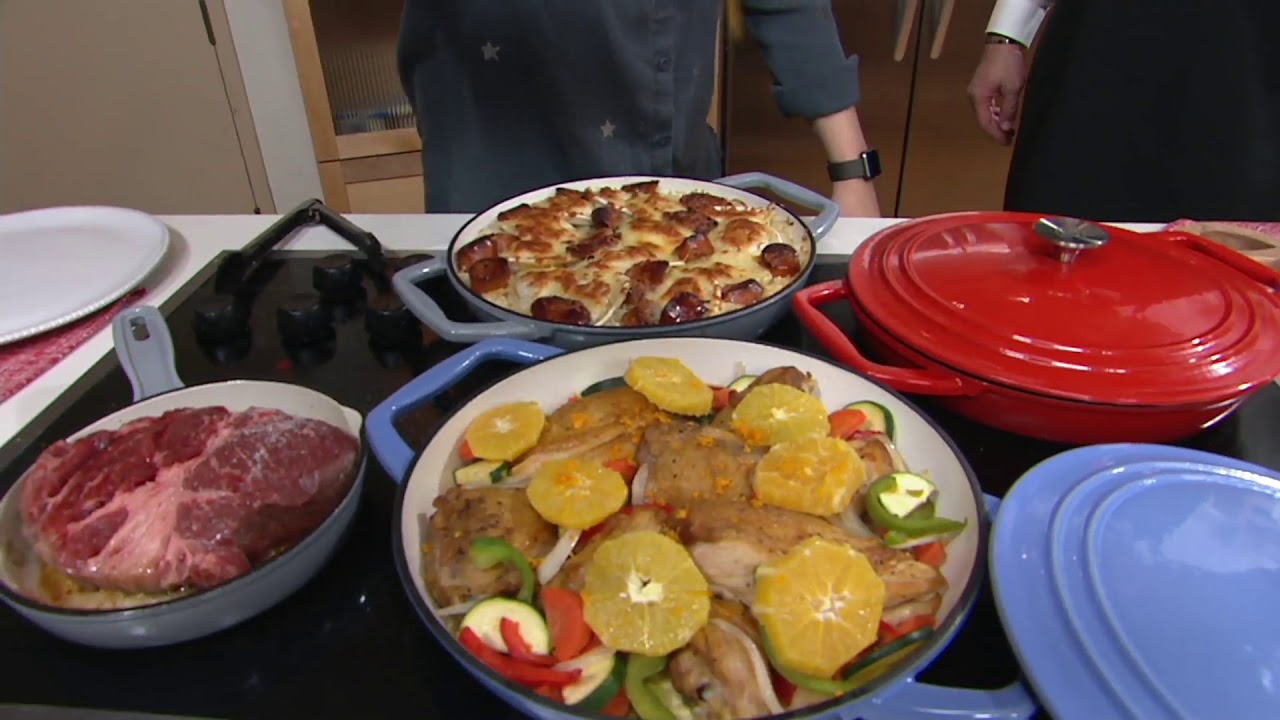 Cook's Essentials Cast-Iron 12" Pan with Lid & 8" Pan on QVC - YouTube