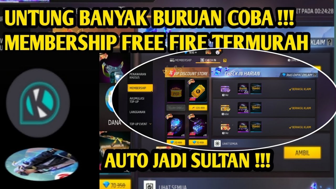 membership bulanan free fire membership free fire termurah order kuota ...