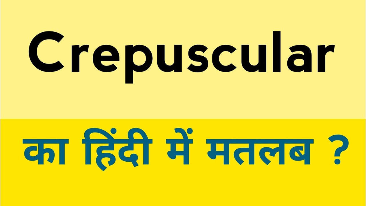 Crepuscular meaning in hindi | Crepuscular ka matlab kya hota hai - YouTube