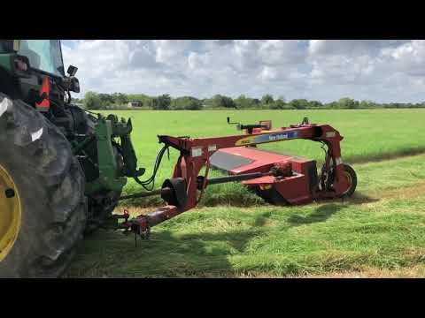 Cutting 40 ac Jiggs Bermuda hay in Rosharon TX - YouTube