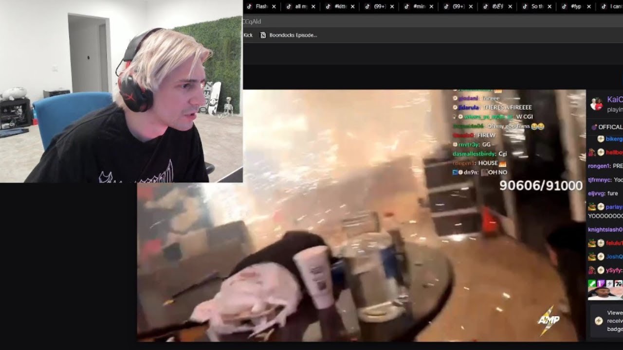 xQc reacts to Kai Cenat blowing up fireworks in his house - YouTube