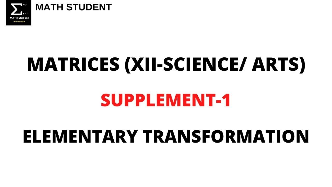 Matrices Elementary Transformations Cbse Hsc Maths Class 12 7076