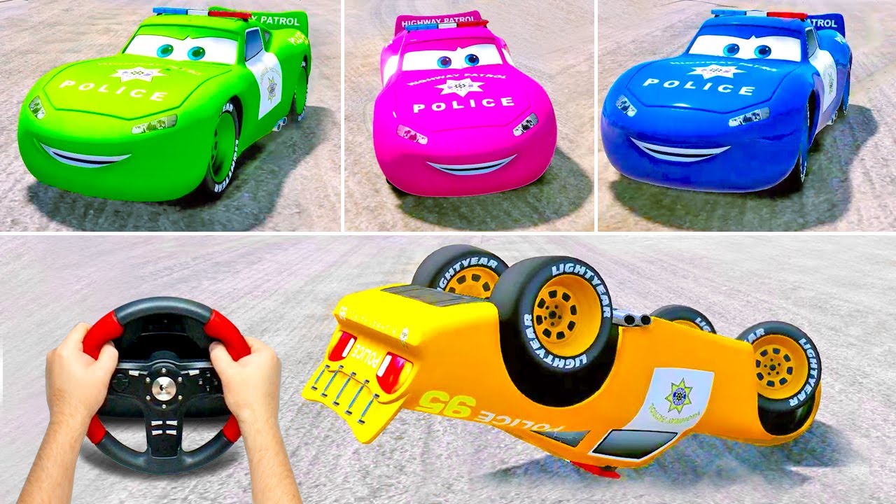 ColorChangers Cars Race - Police Lightning McQueen, Sheriff, Axle ...
