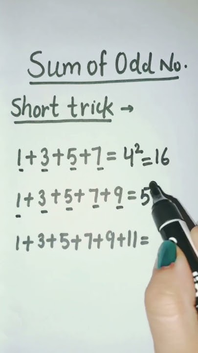 mathematics sum of odd numbers. pundir maths shorts trick #oddnumbers #motivation #viral #shorts ...