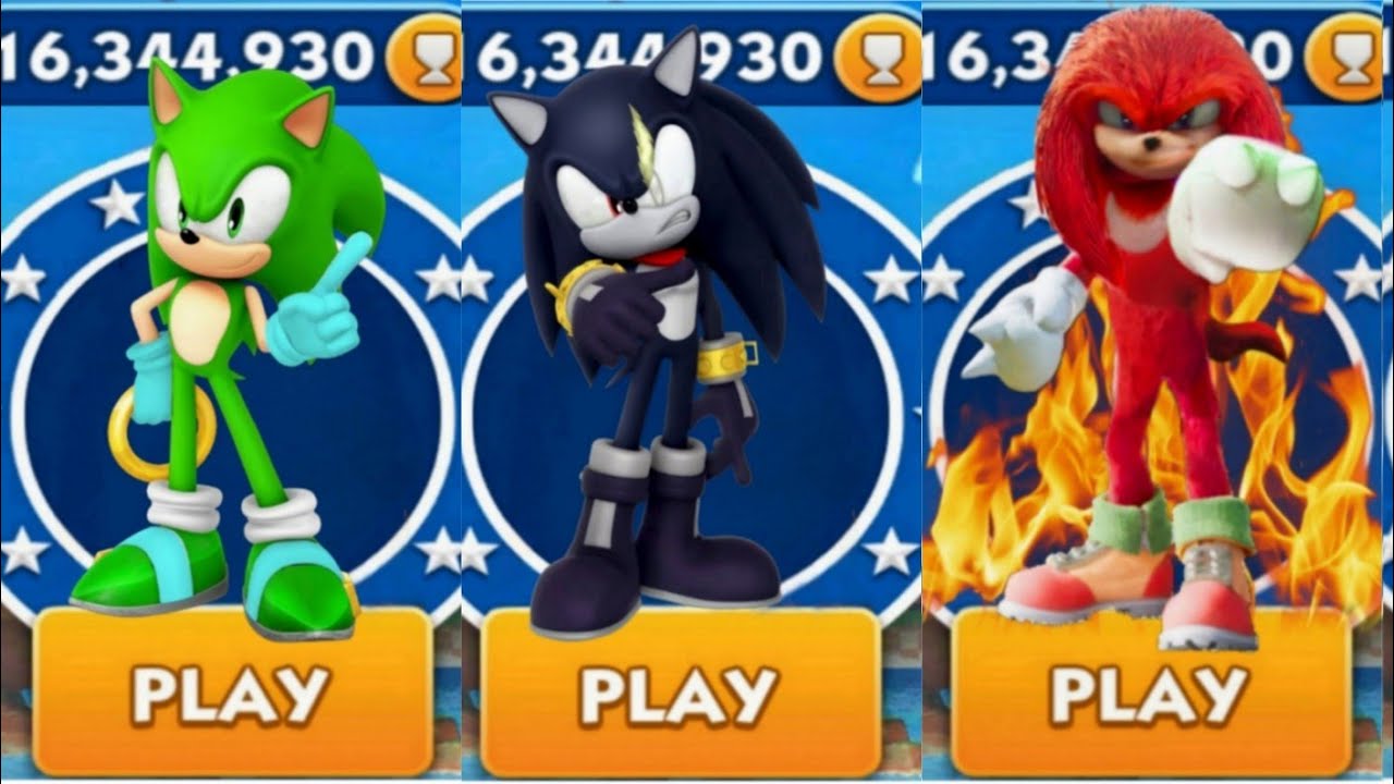 Sonic Dash - Jet Sonic VS Captaine Shadow VS Knuckles _ Movie Sonic vs ...