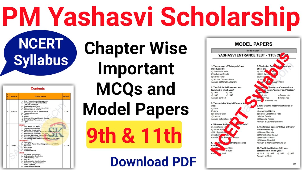 Pm Yashasvi Scholarship Model Papers - YouTube