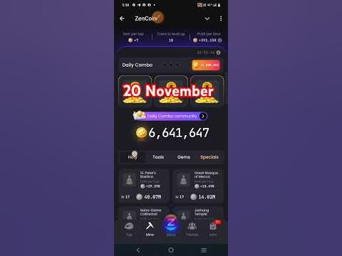 Zencoin Daily Combo Card 20 November | Zen coin Combo Today #zencoin #dailycombo #airdrop # ...