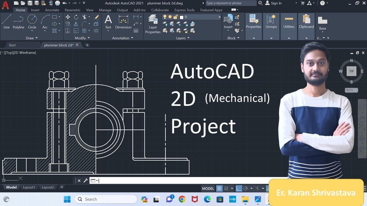 AutoCAD Project - Plummer Block #project #autocad - YouTube