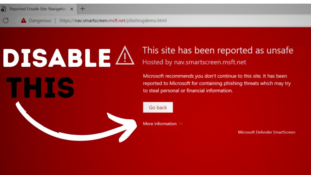 Turn off Microsoft Defender SmartScreen Filter In Microsoft Edge - YouTube