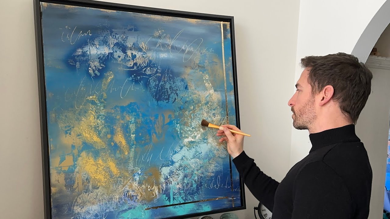 Abstraktes malen | Blattgold kombiniert mit Goldpigmenten | abstract ...