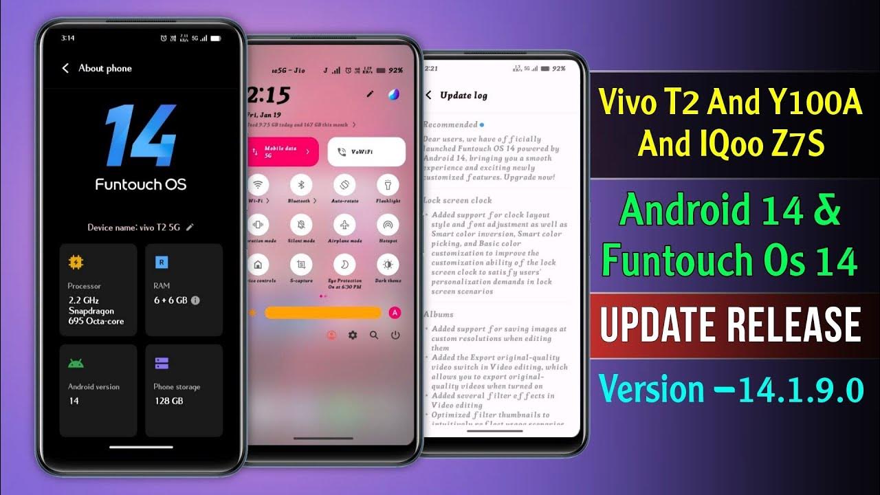 Vivo Y100A & IQoo Z7s & Vivo T25g Android 14 & Funtouch Os 14 Update Release | Vivo T2 New ...