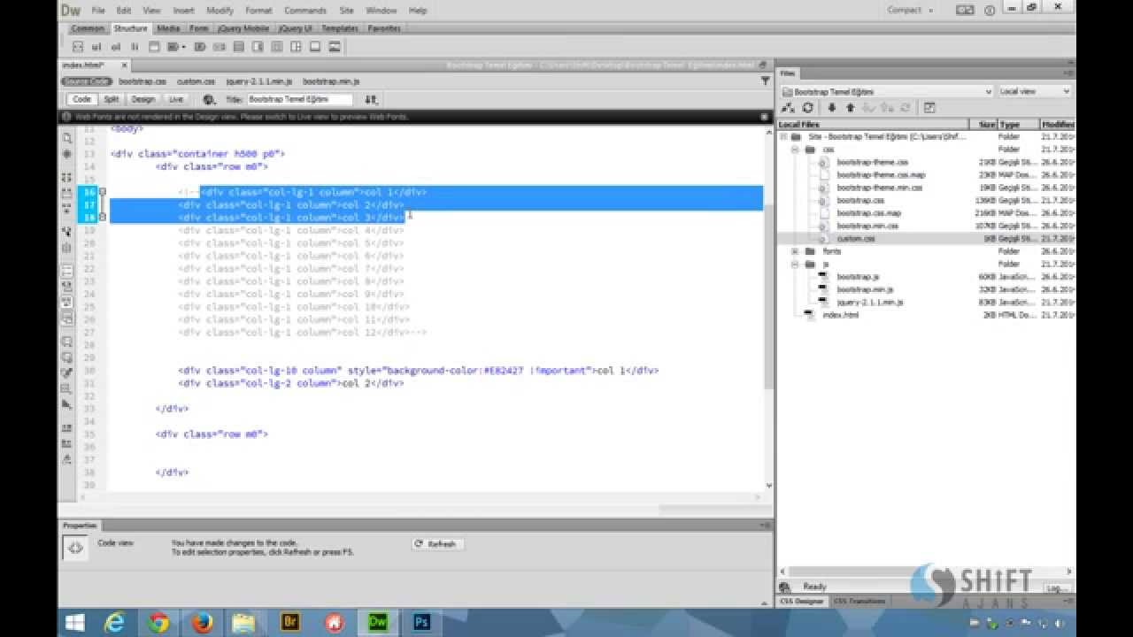 Bootstrap ic ice grid ve ofset kullanımı 07 - YouTube