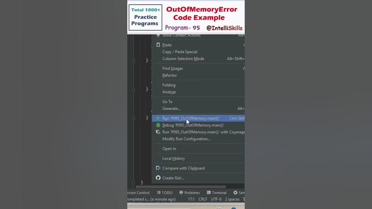 Program 95 | OutOfMemoryError in Java | Java Heap Space #Shorts #java #coding #programming - YouTube