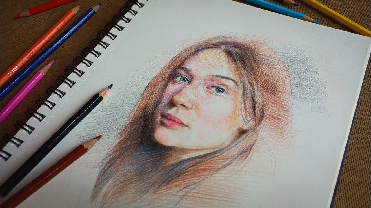 Portrait Drawing With Colour Pencils || Colour Pencils Portrait Drawing ...