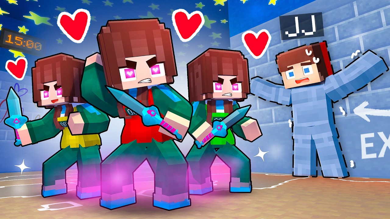 JJ in CAMOUFLAGE vs LOVE CURSED Girls - SQUID GAME - Maizen Minecraft ...
